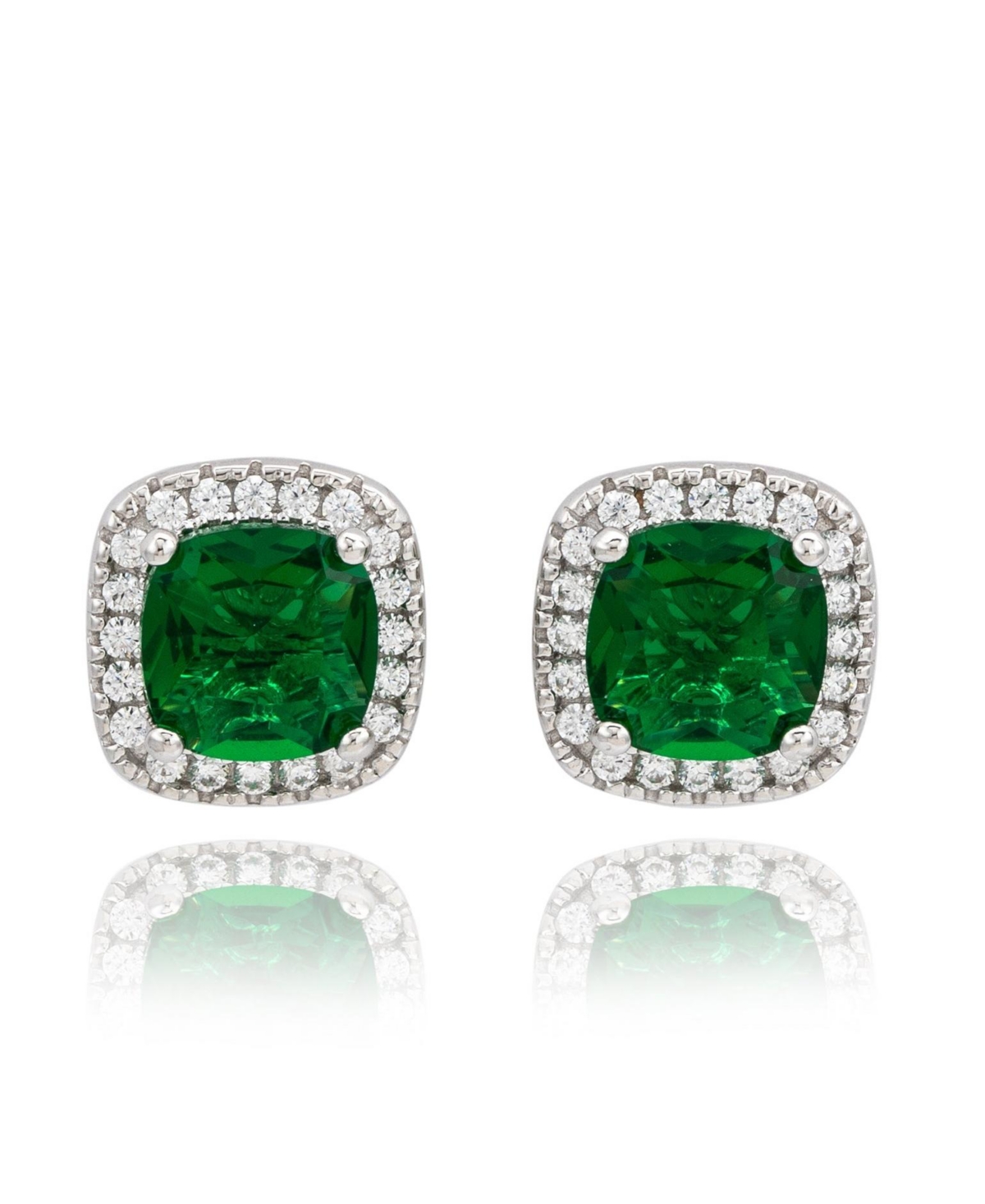 Click here for Suzy Levian Sterling Silver Cushion Cut Green Cubi... prices