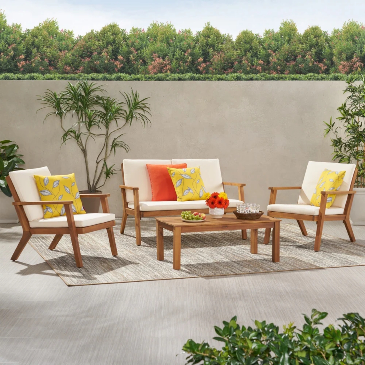 Click here for Temecula Outdoor Acacia Wood 4-Seater Chat Set_Lov... prices