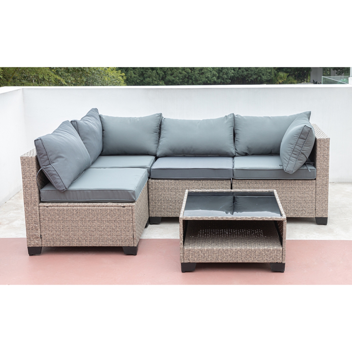 Click here for Streamdale 5-Piece Patio Sectional Sofa Set (Grey)... prices