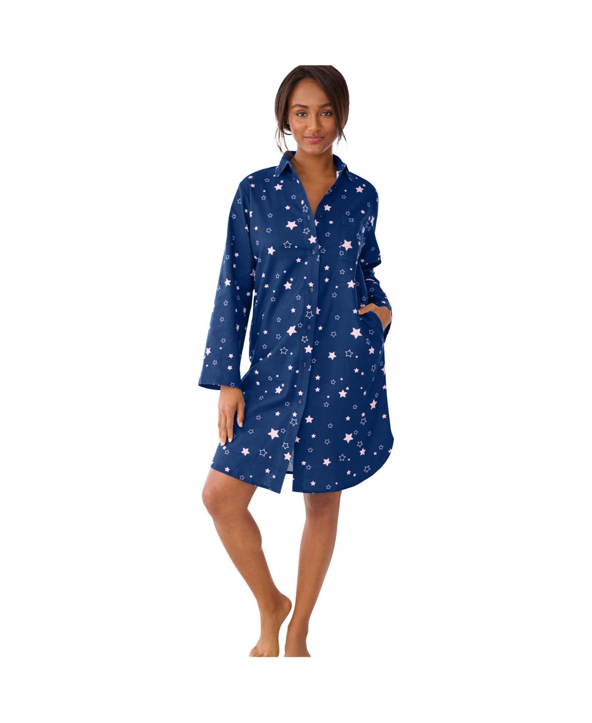 Click here for Dreams & Co. Plus Size Plaid Flannel Button-Front... prices