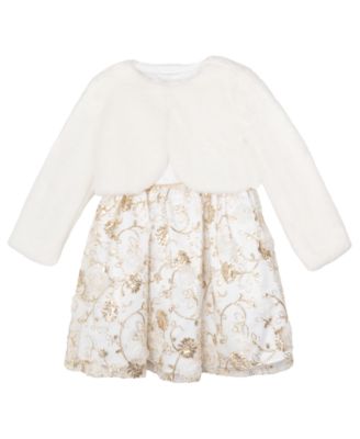 Rare Editions Little Girls Embroidered Social Dress, 2-Piece Set - Macy's