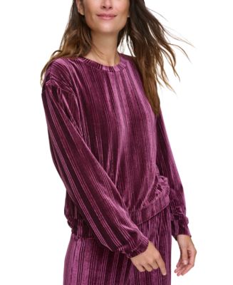 Andrew Marc Sport Women's Velvet Ribbed Top - Macy's