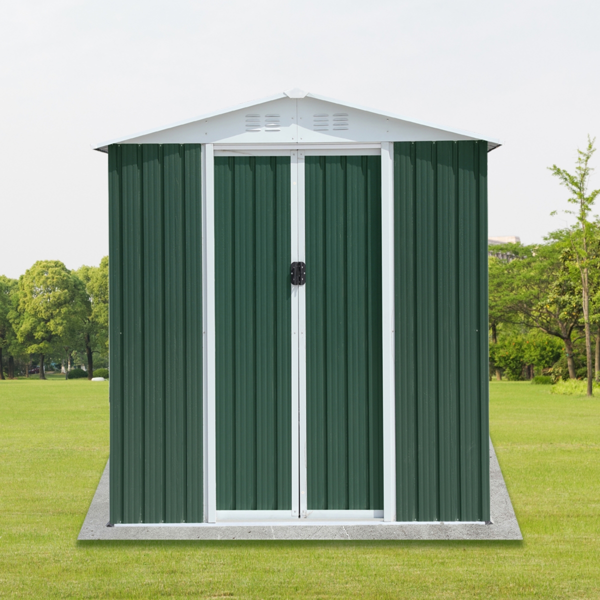 Click here for 6FTx4FT Apex Roof Green Outdoor Tool Storage House... prices