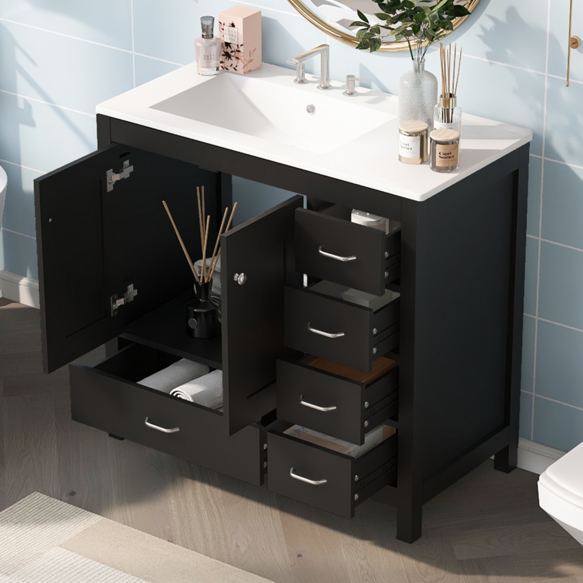 Click here for Streamdale Modern 36" Black Vanity with Ceram... prices