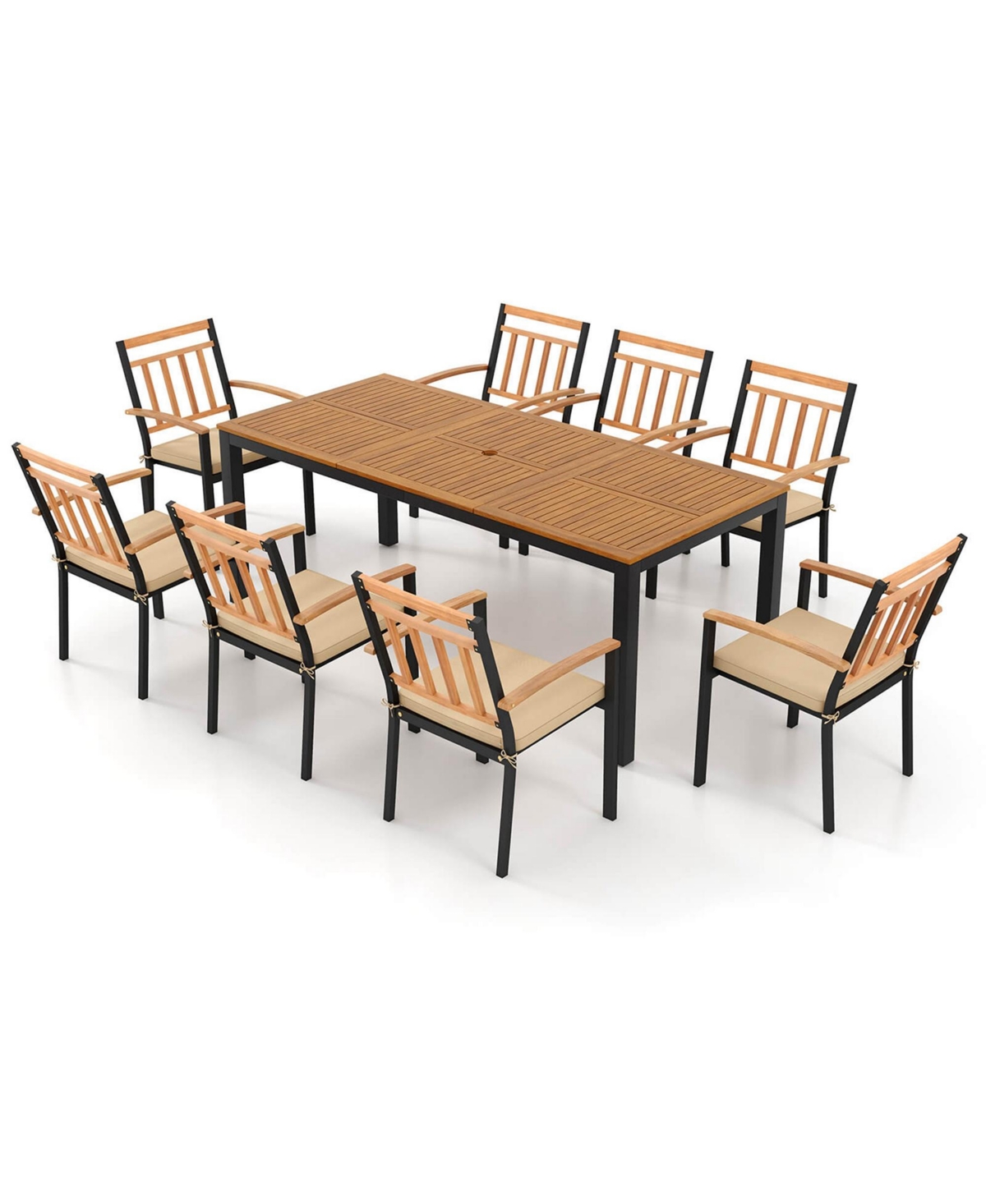 Click here for Costway 9 Pcs Outdoor Dining Table & Chairs Set Ta... prices