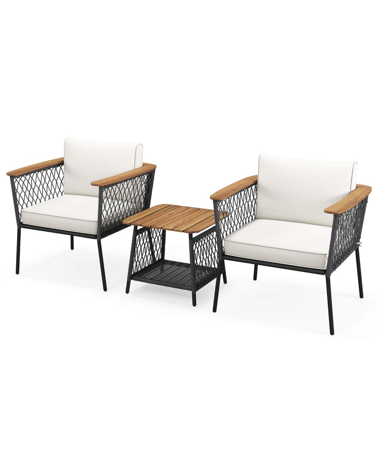 Click here for 3 Pcs Patio Furniture Set with 2-Tier Coffee Table... prices