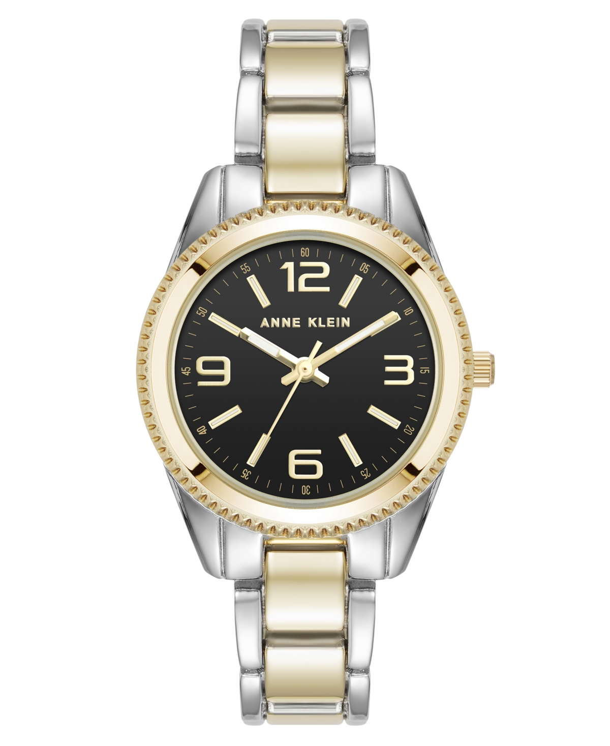 Click here for Anne Klein Womens Quartz Bold Coin Edge Bezel Blac... prices