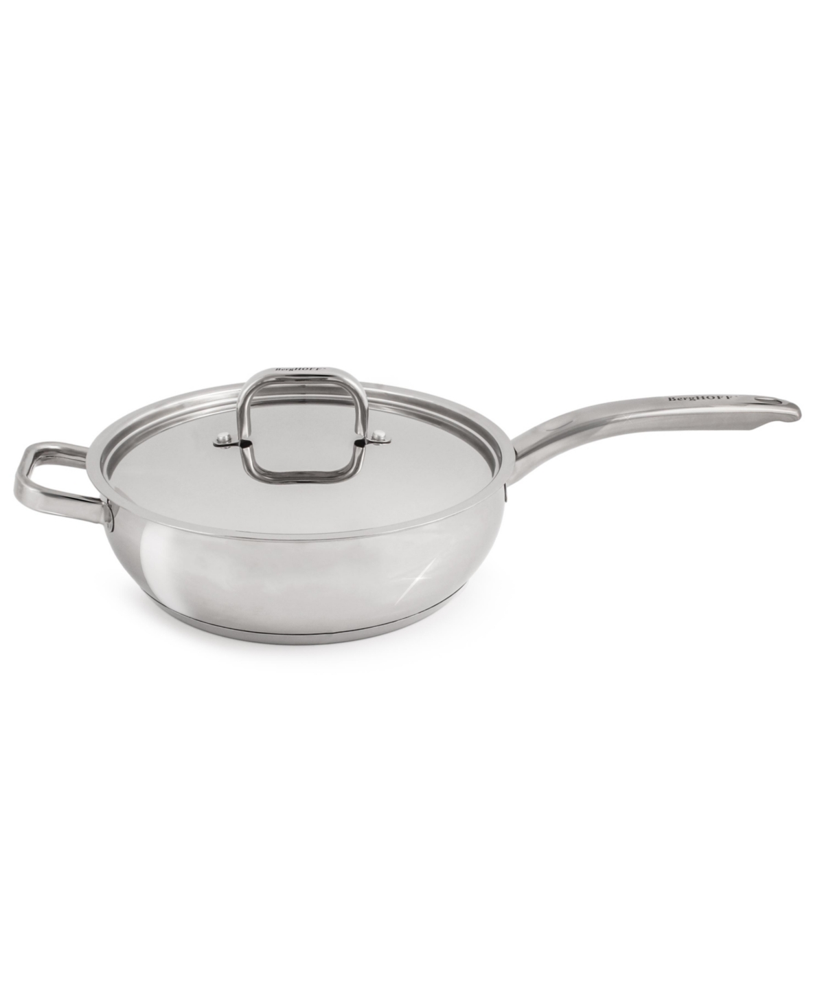 BergHOFF Belly Shape 18/10 Stainless Steel 9.5 Deep Skillet with Ss Lid  3.2qt. - Silver