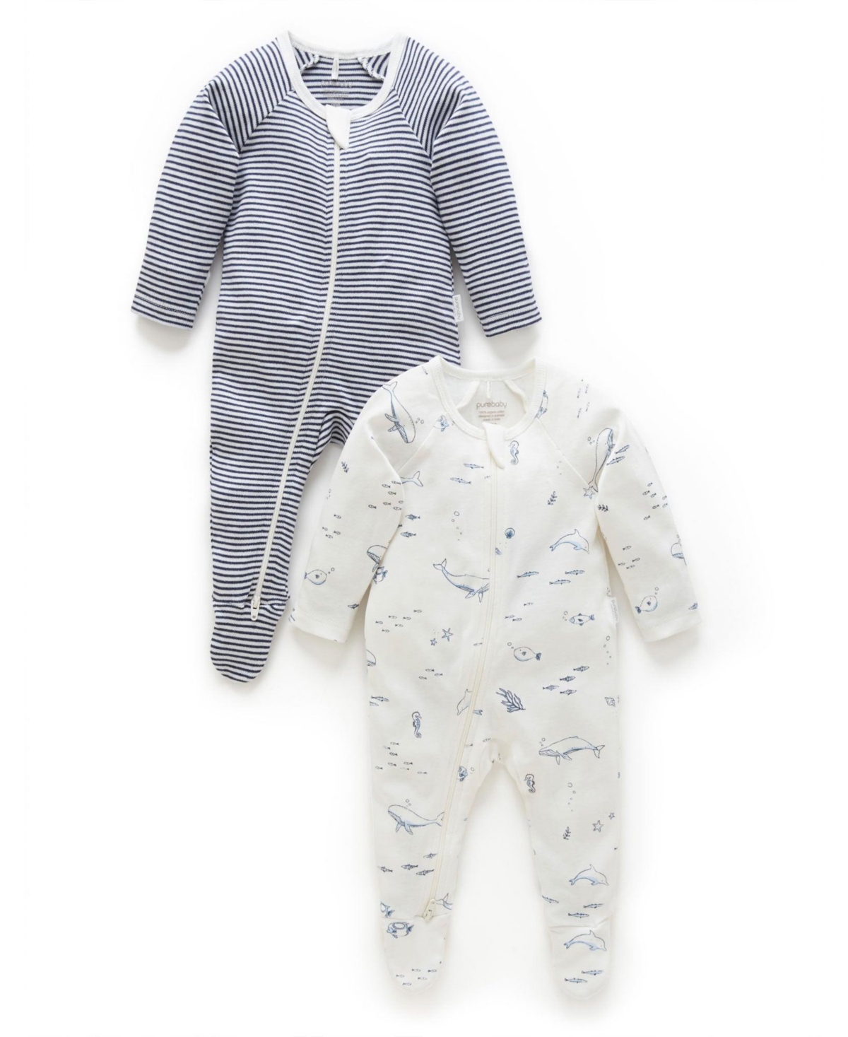 Click here for Purebaby Baby Boys 2 Pack Zip Coverall - Vanilla n... prices