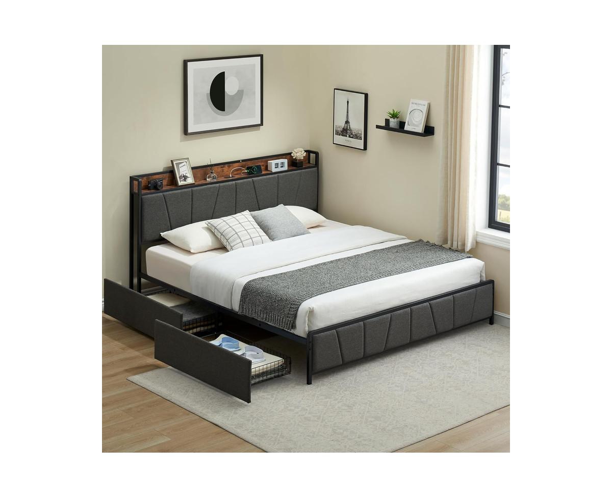 Click here for gaomon King Size Bed Frame with 2 Storage Drawers... prices