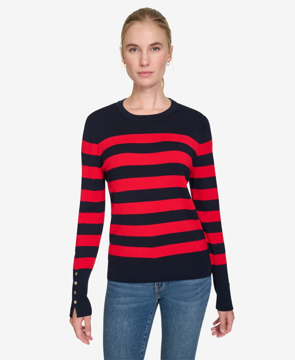 Click here for Nautica Jeans Womens Crewneck Stripe Sweater with... prices