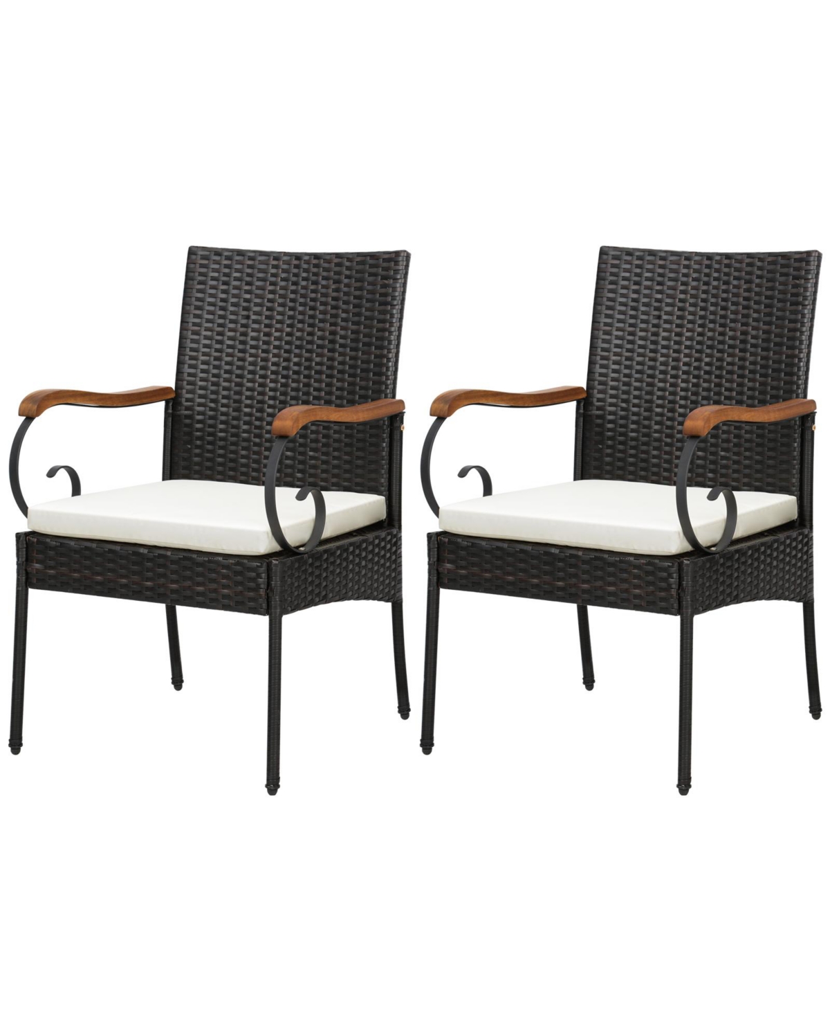 Click here for Skonyon Set of 2 Outdoor Pe Wicker Chair with Acac... prices
