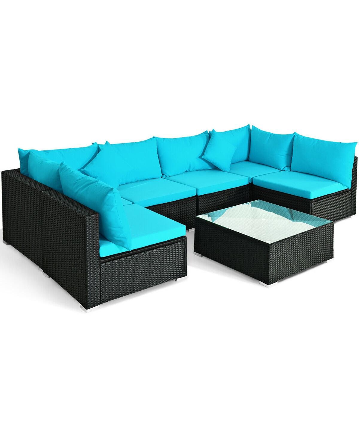 Click here for Sugift 7 Pieces Sectional Wicker Furniture Sofa Se... prices