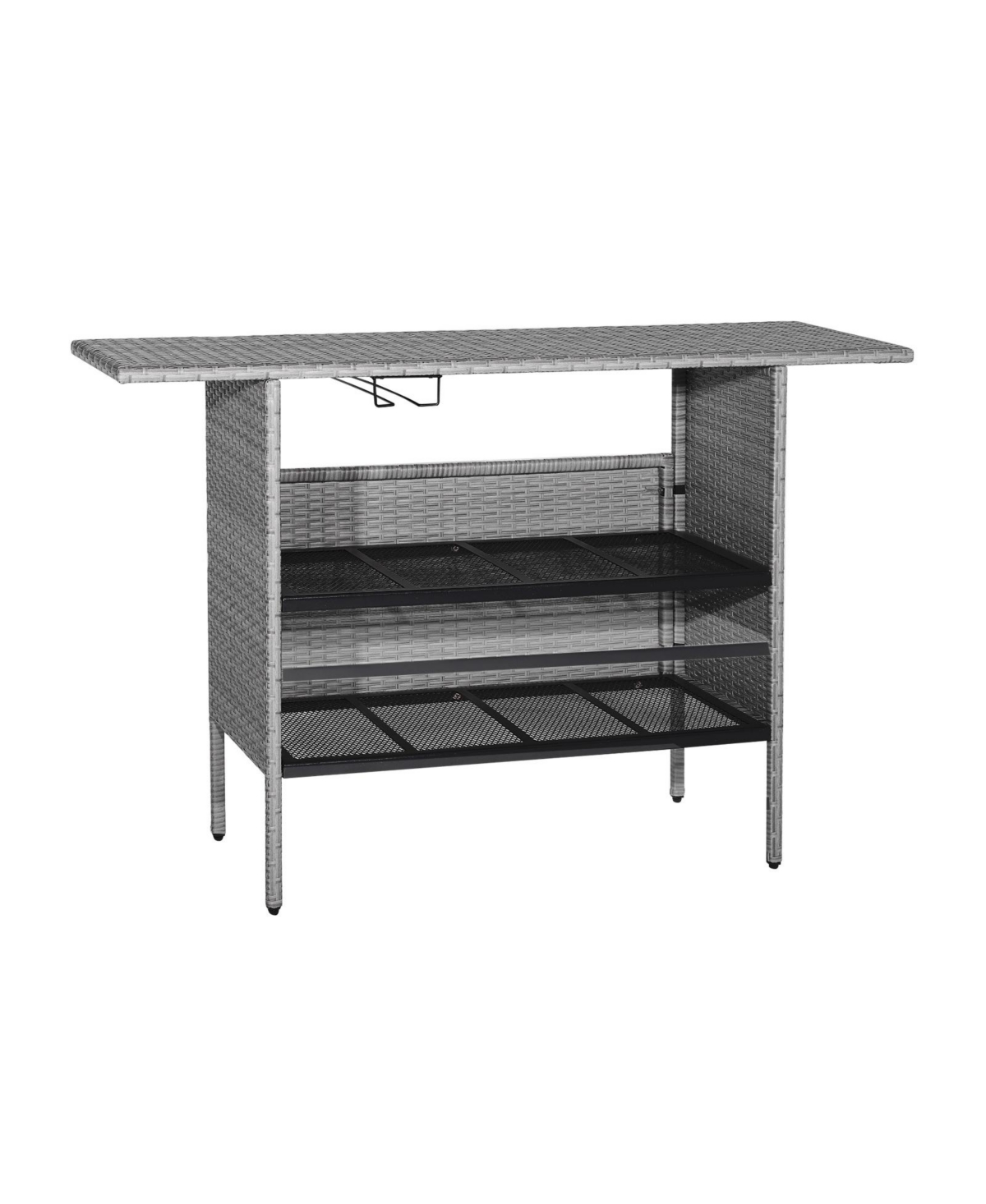 Click here for Sugift Outdoor Patio Wicker Bar Table with Metal S... prices