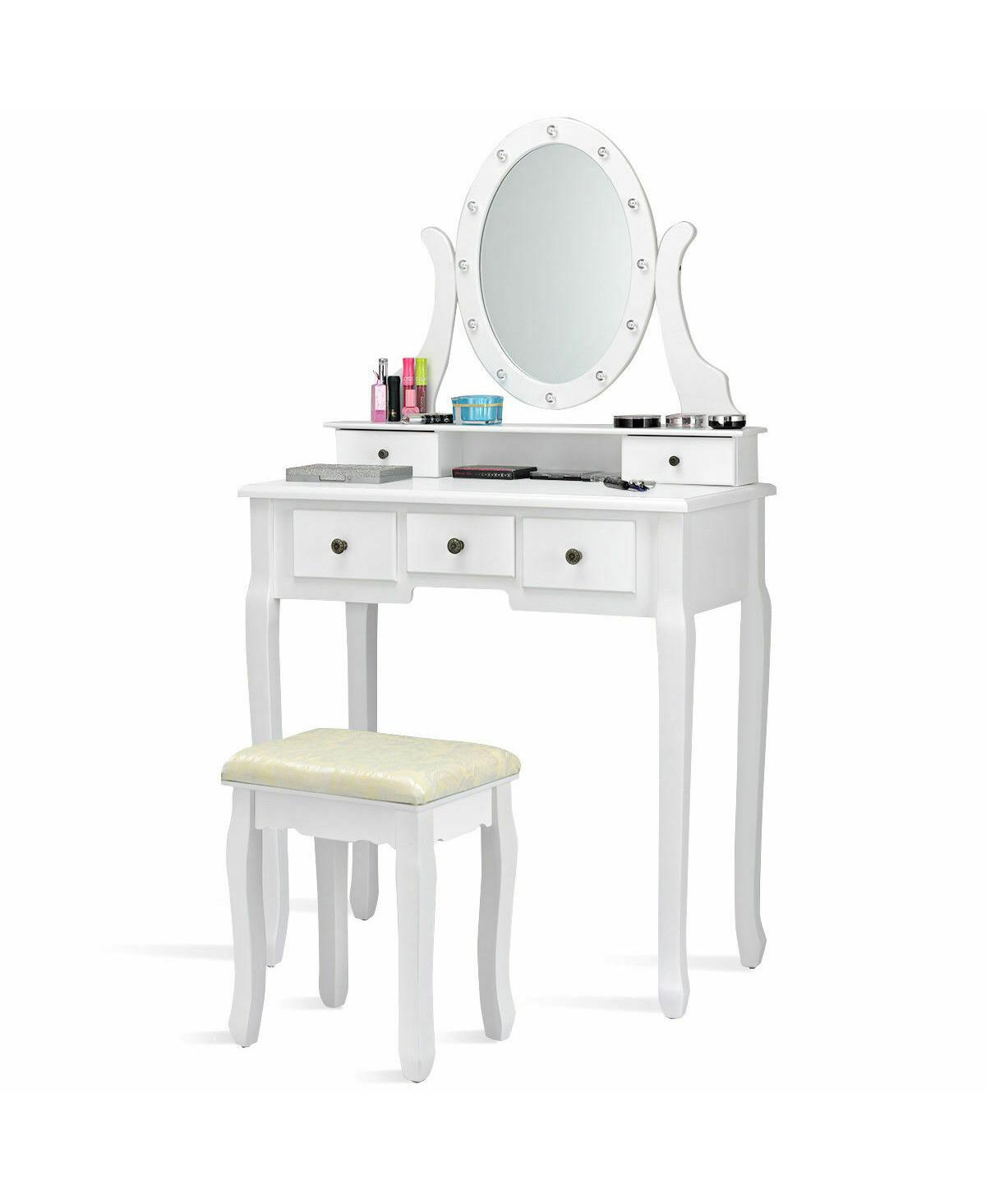 Click here for 5 Drawers Vanity Table Stool Set with 12-led Bulbs... prices