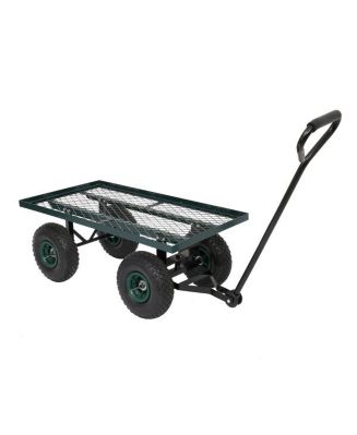 Slickblue Green Garden Wagon with Iron Frame and Wood Panels, Four ...