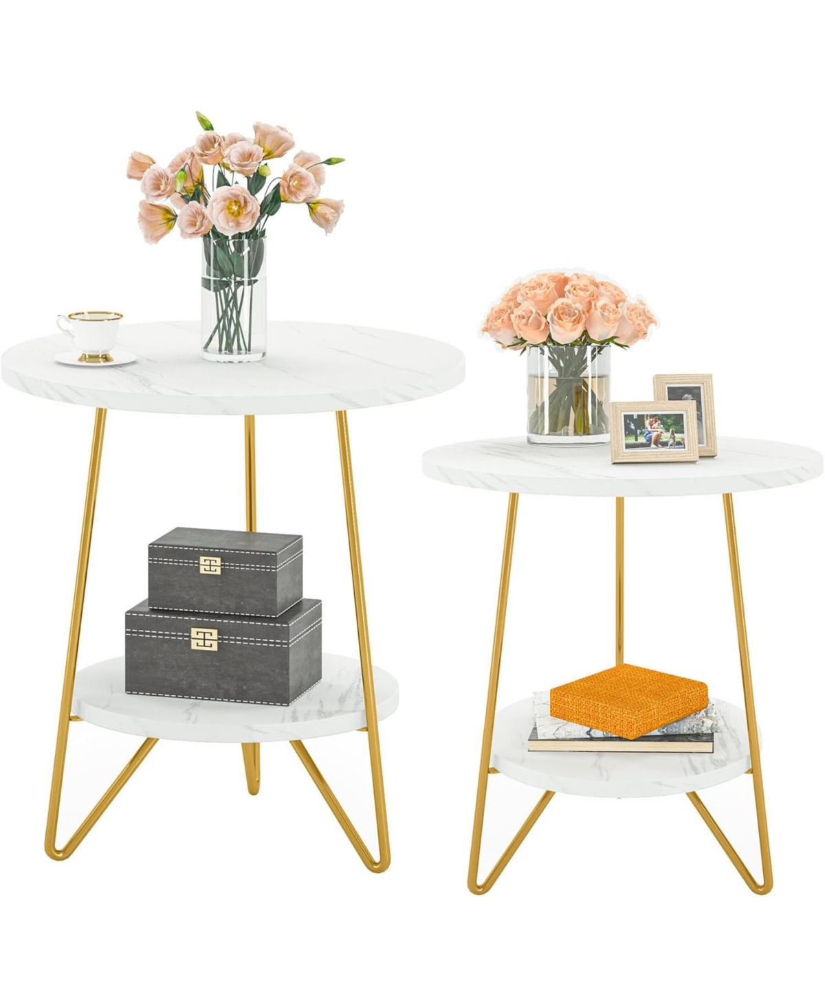 Click here for Tribesigns Faux Marble End Table Set of 2  2 Tier... prices