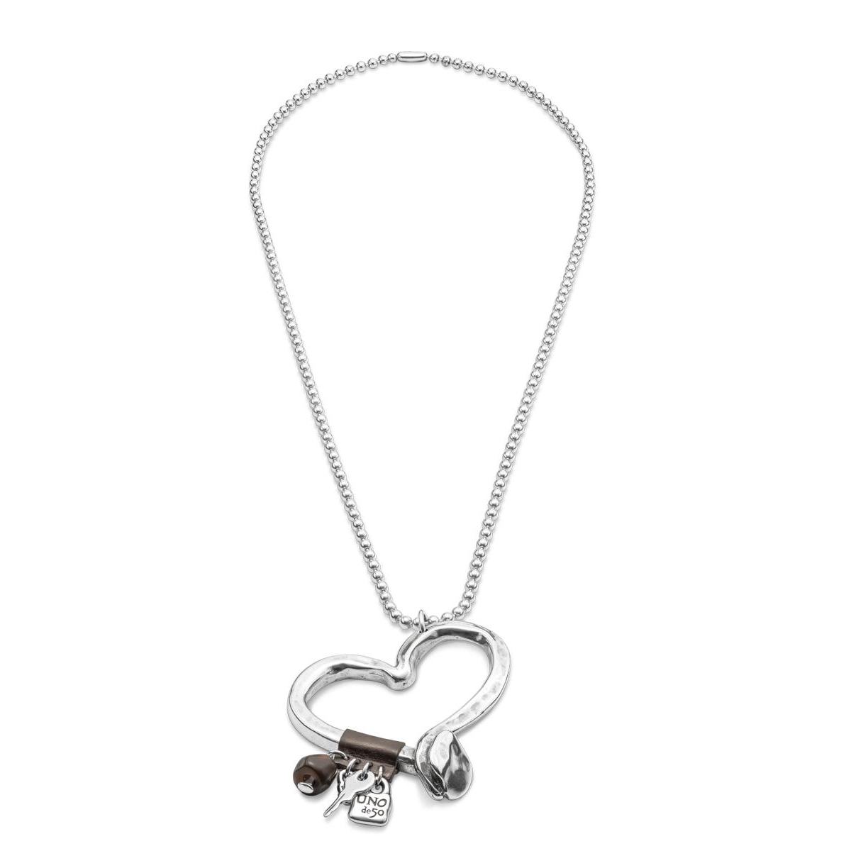 Click here for UNOde50 Sterling Silver Heart Shaped Charm Necklac... prices