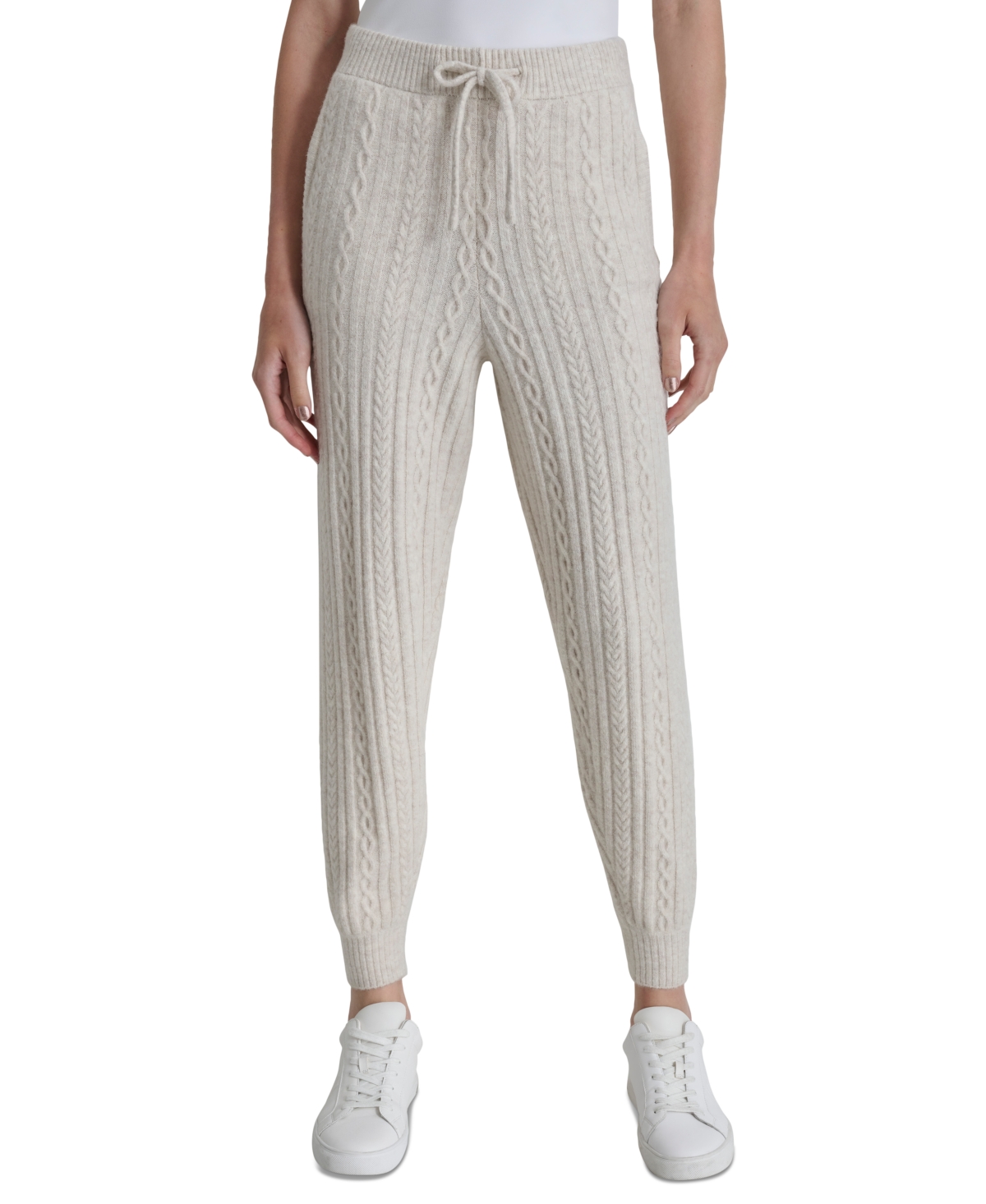 Dkny Sport Women's Drawstring Cable Knit Joggers In Beige | ModeSens