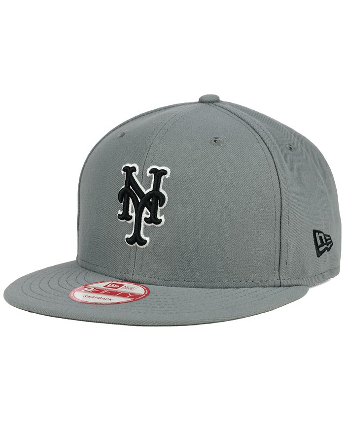 New Era New York Mets Gray Black White 9FIFTY Snapback Cap - Macy's