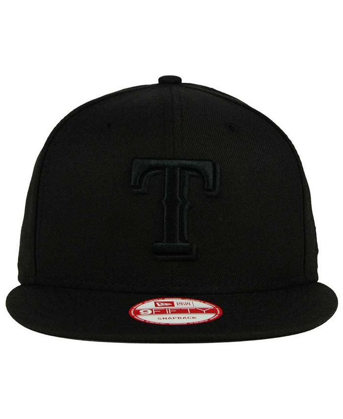 New Era Texas Rangers Black on Black 9FIFTY Snapback Cap - Macy's