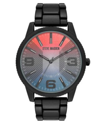 Steve Madden Men's Contemporary Black Alloy Metal Watch, 45mm - Macy's