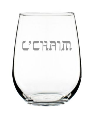 Bevvee L'chaim Hebrew Cheers Stemless Wine Glass - Macy's