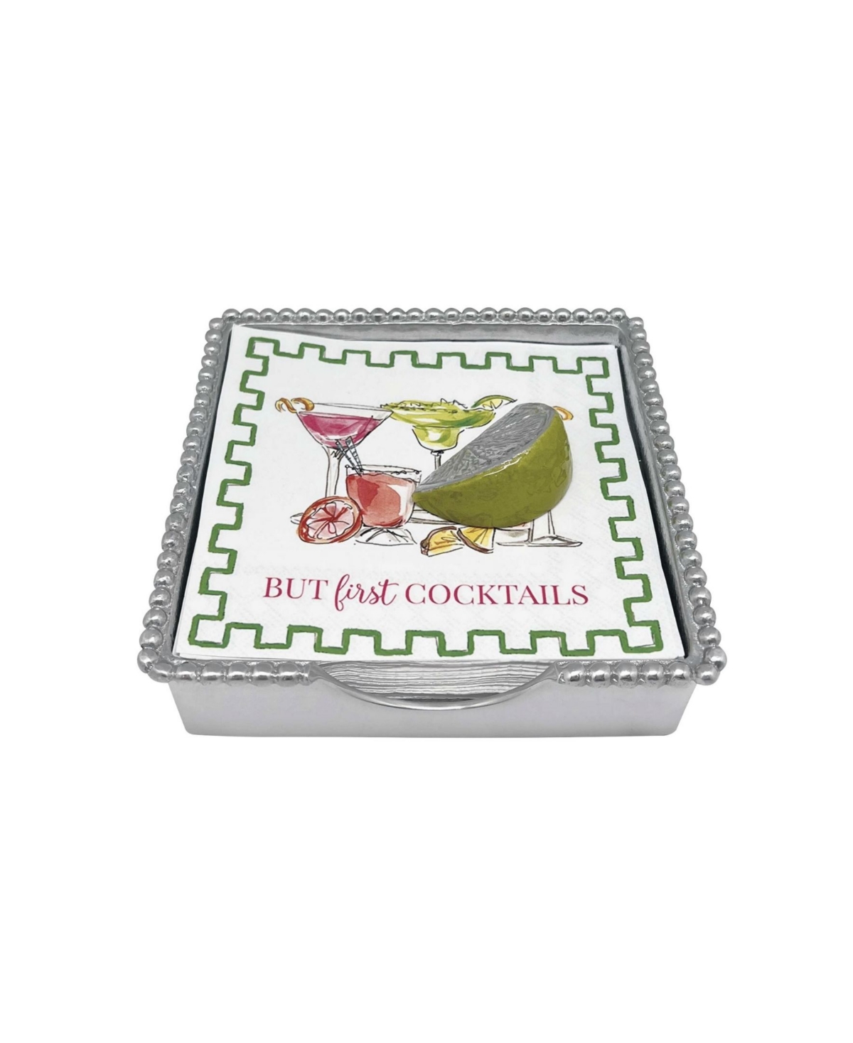 Click here for Mariposa Lime Wedge Beaded Napkin Box Set - Silver prices