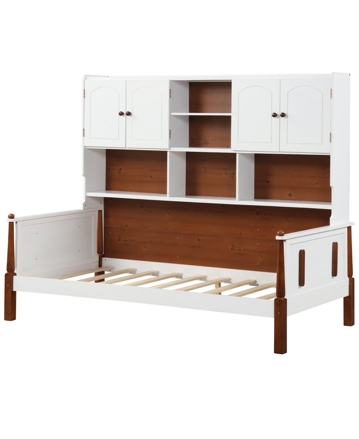 Click here for Twin Bed with Bookcase with Shelves and Wooden Sla... prices