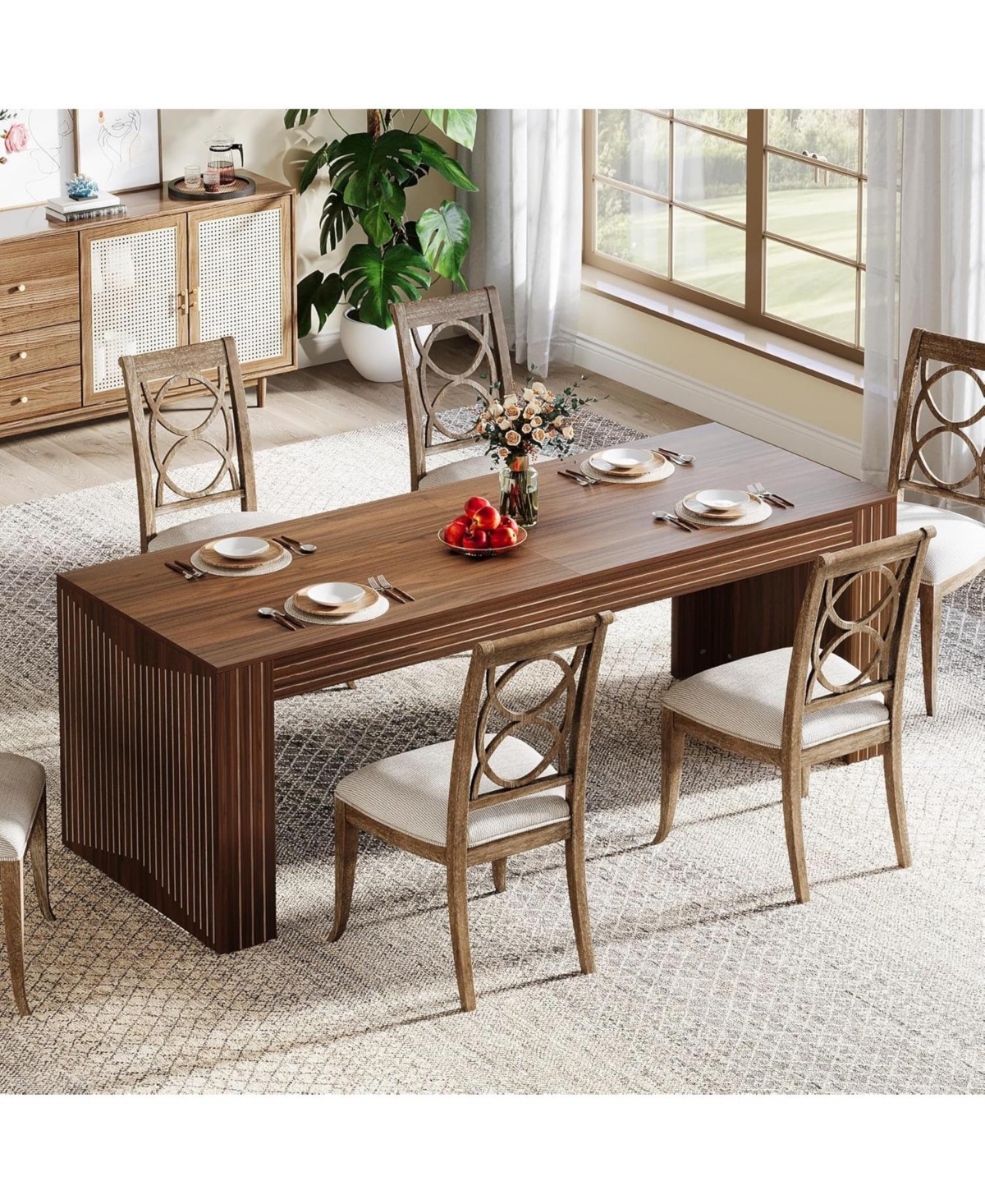 Click here for Tribesigns Farmhouse Dining Table for 6-8 People... prices