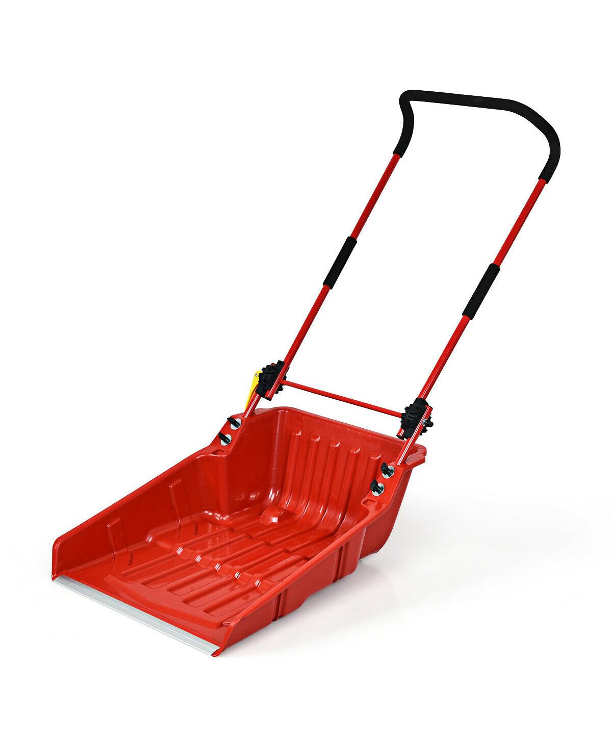 Click here for Sugift Folding Snow Pusher Scoop Shovel with Wheel... prices