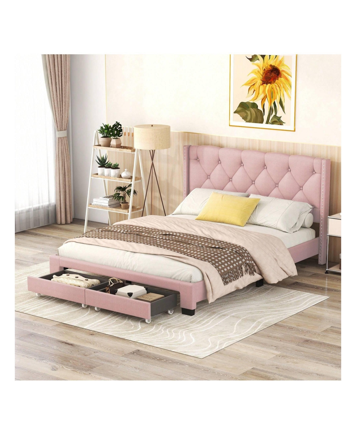 Click here for gaomon Queen Size Platform Bed With 2 Drawers Line... prices