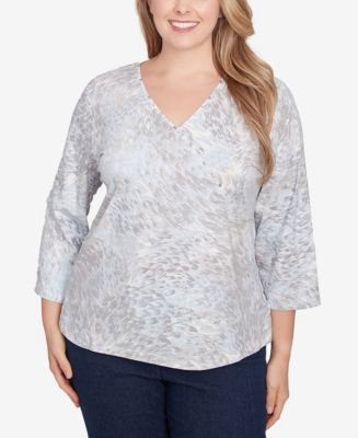 Hearts of Palm Plus Size Blue My Mind Embellished V-Neck Top - Macy's