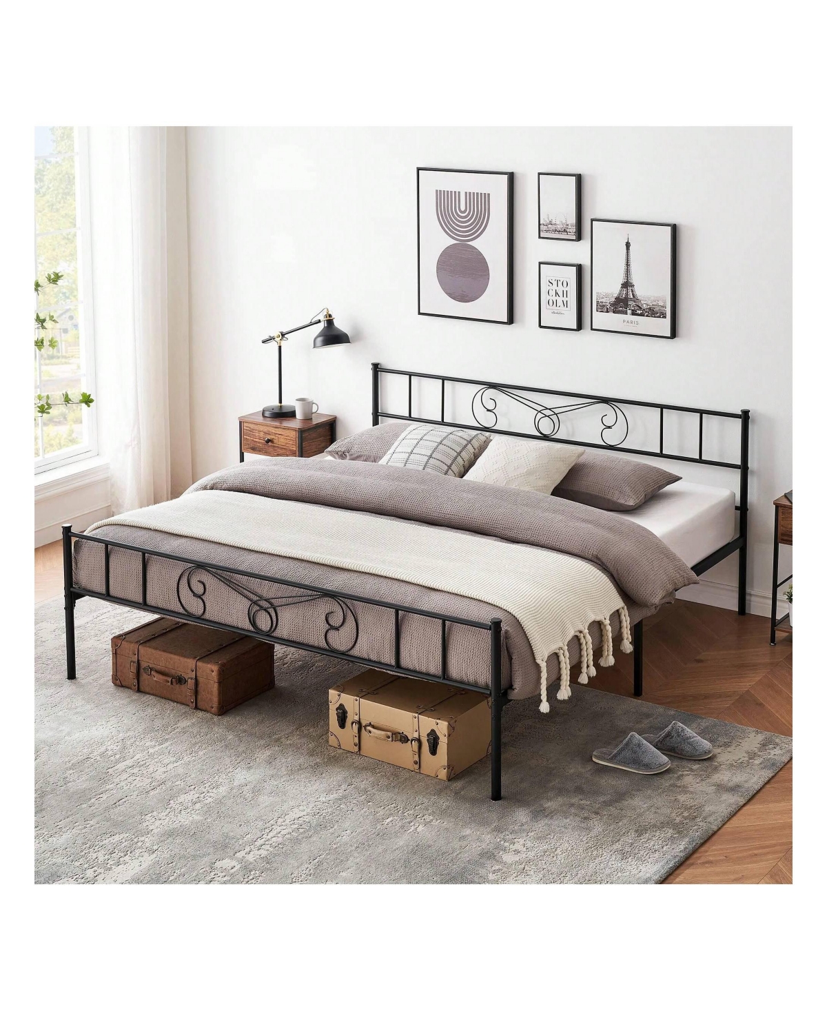 Click here for gaomon Metal Platform Bed Frame With Headboard And... prices