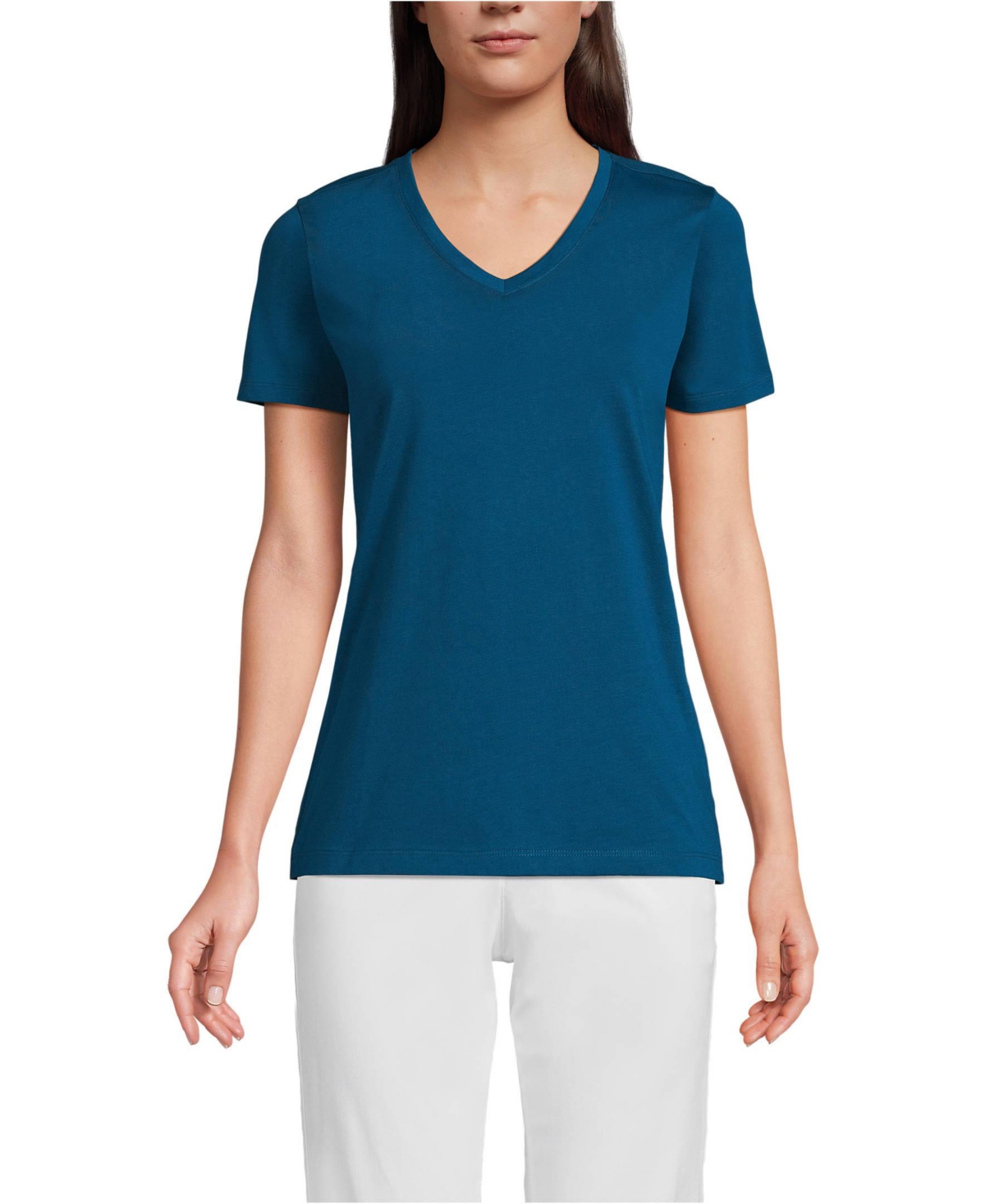 Click here for Lands End Womens Relaxed Supima Cotton V-Neck T-Sh... prices