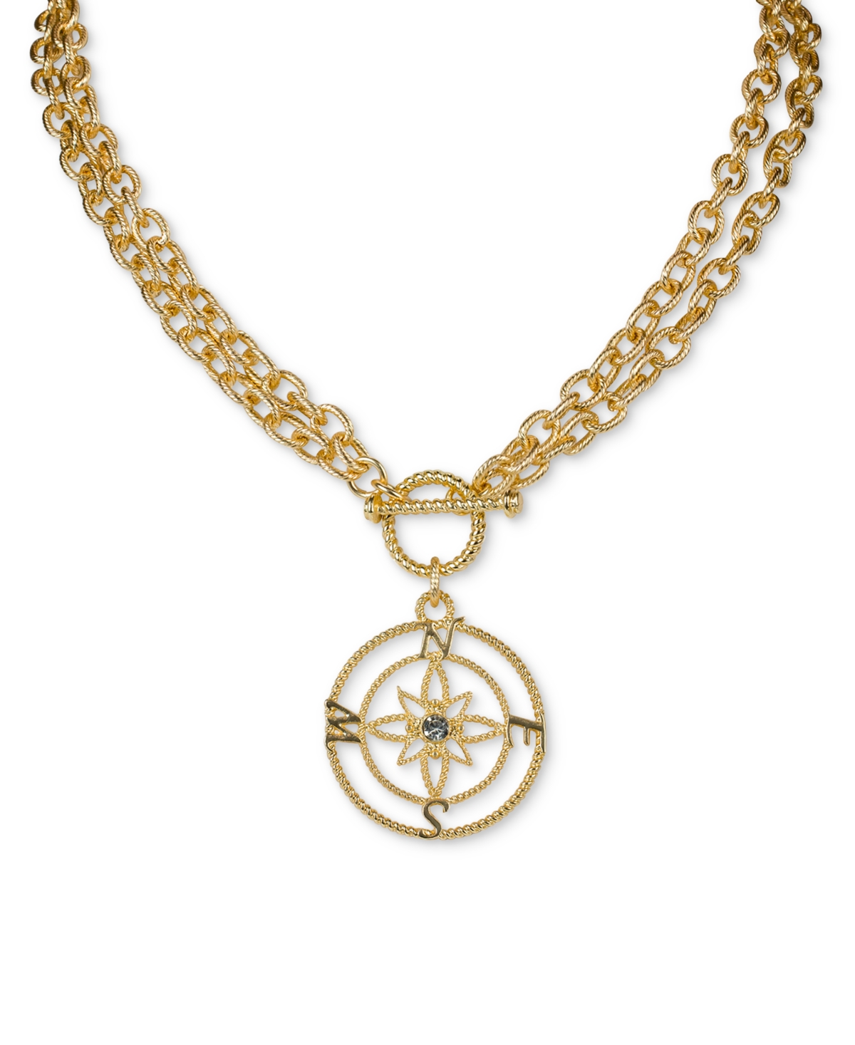 Click here for Patricia Nash Gold-Tone Pave Compass Double Chain... prices