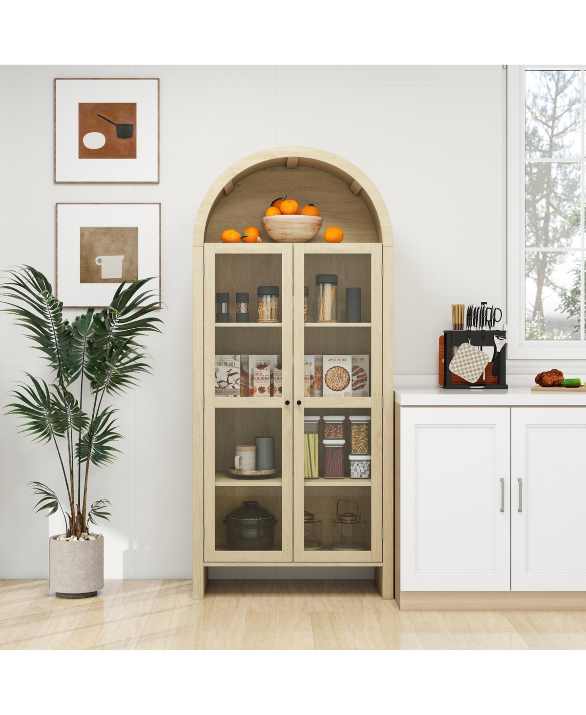Click here for Lovmor 70.28 Tall Arched Kitchen Pantry  Modern Fa... prices