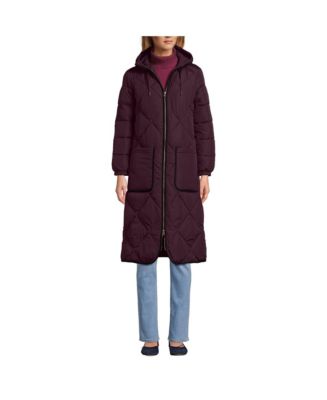 Lands' End Women's FeatherFree Insulated Diamond Quilted Maxi Coat - Macy's