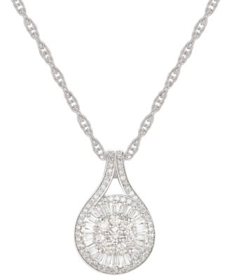 Diamond Baguette Cluster Pendant Necklace 1 2 ct. t.w