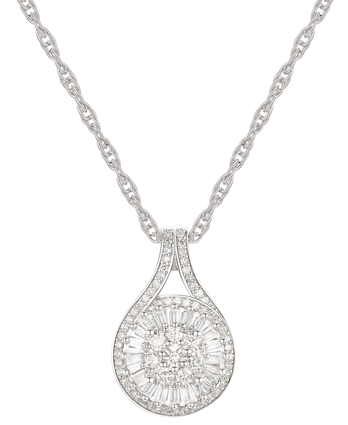 Click here for Diamond Baguette Cluster Pendant Necklace (1/2 ct.... prices