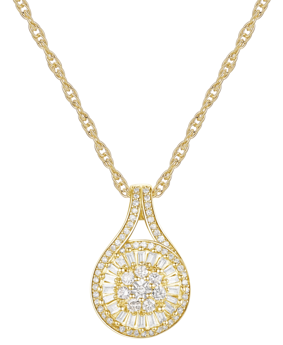 Click here for Diamond Baguette Cluster Pendant Necklace (1/2 ct.... prices