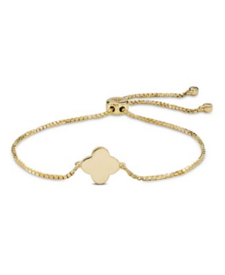 DEVATA Clover Box Chain Slider Bolo Bracelet in 14K Gold, Fits 6.0 in ...