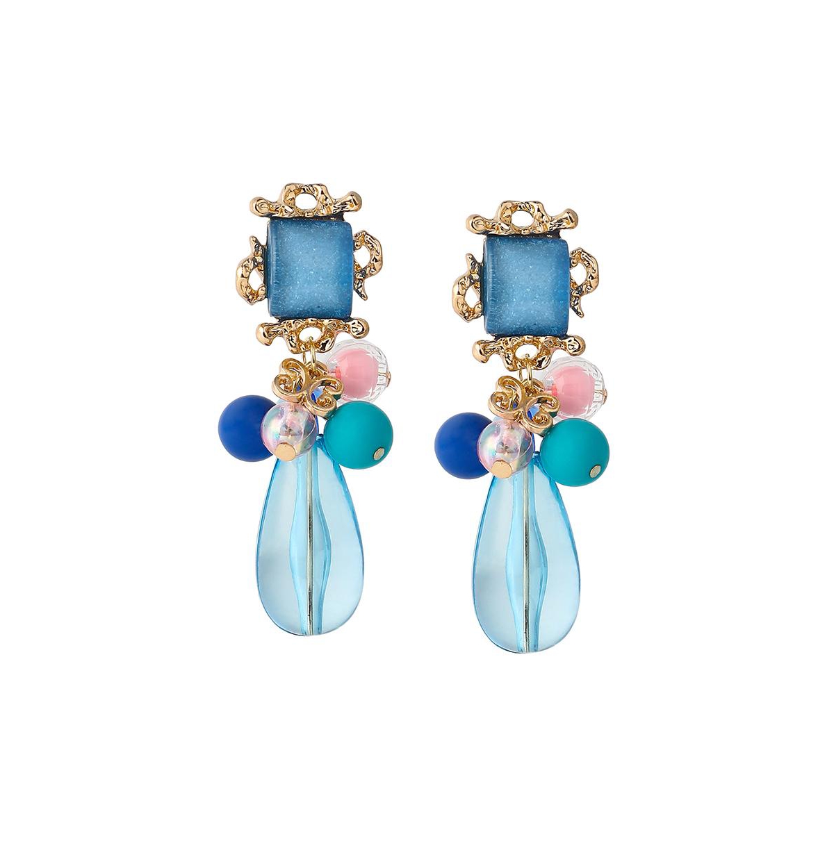 Click here for Sohi Womens The Romanesque Drop Earrings - Blue prices