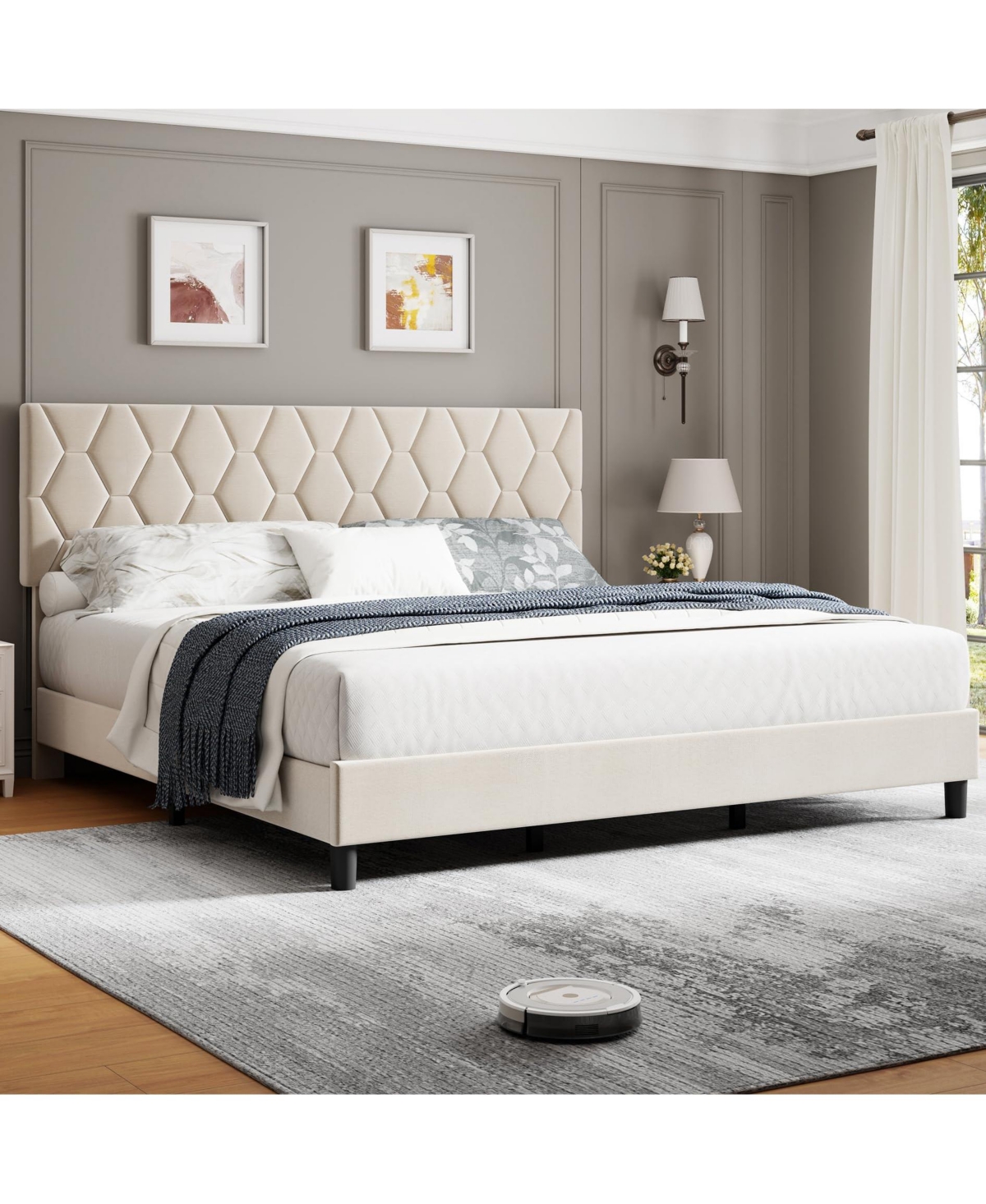 Click here for Gaomon King Bed Frame  King Size Upholstered Bed F... prices