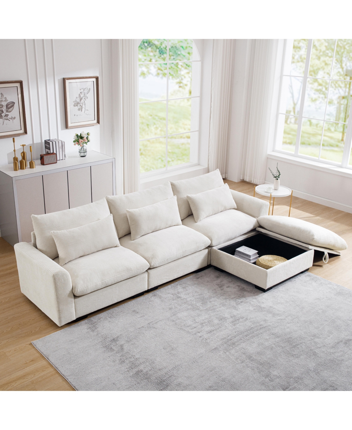 Click here for Streamdale Furniture Corduroy Sectional Sofa  L Sh... prices