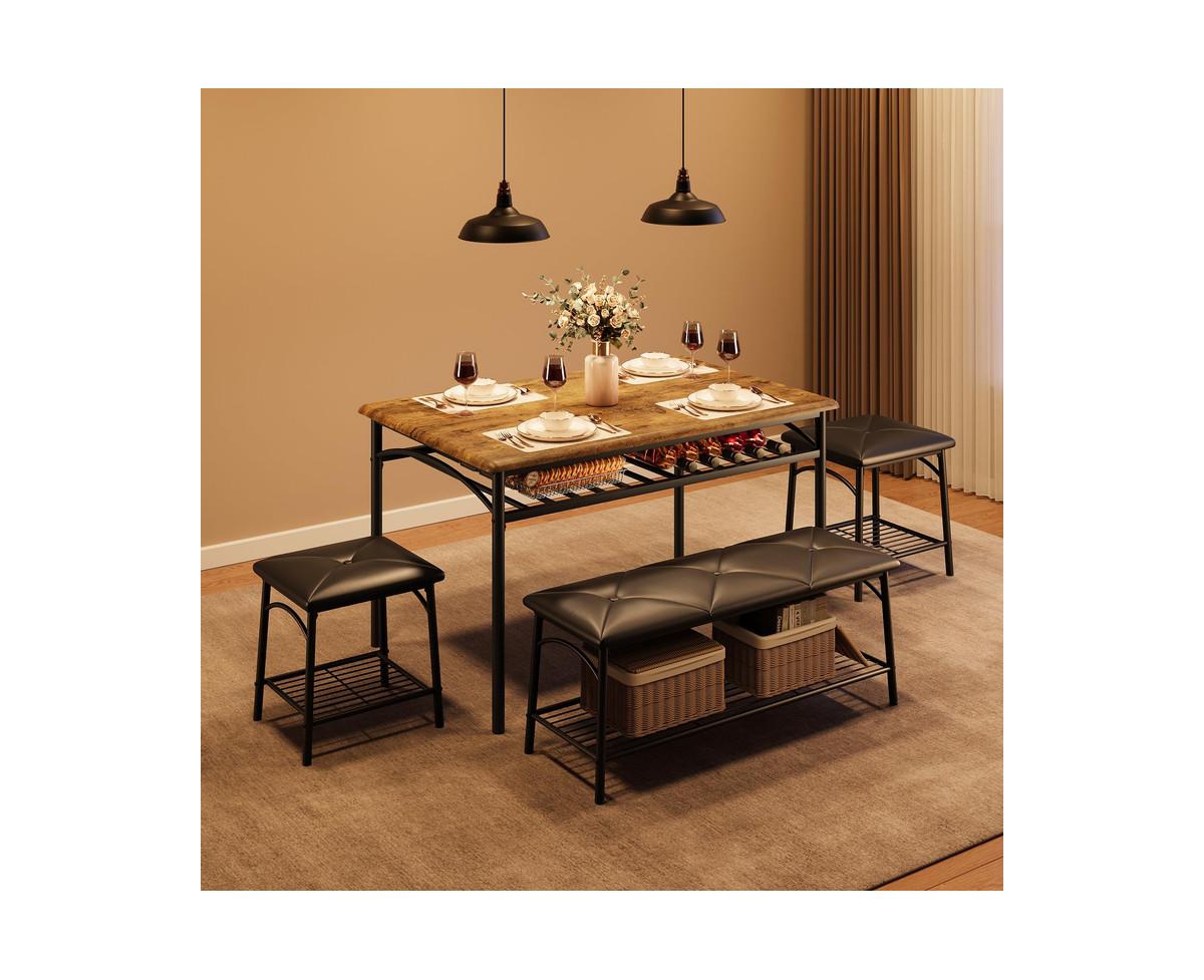 Click here for gaomon Dining Table with Benches  Kitchen Table Se... prices