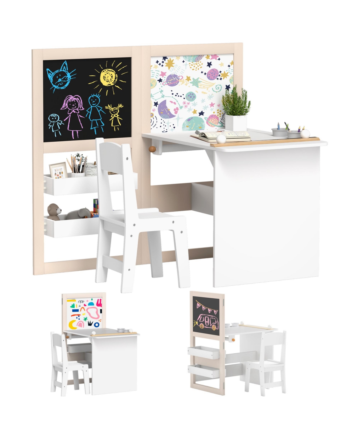 Click here for Qaba 3 in 1 Kids Table and Chair Set with Storage... prices
