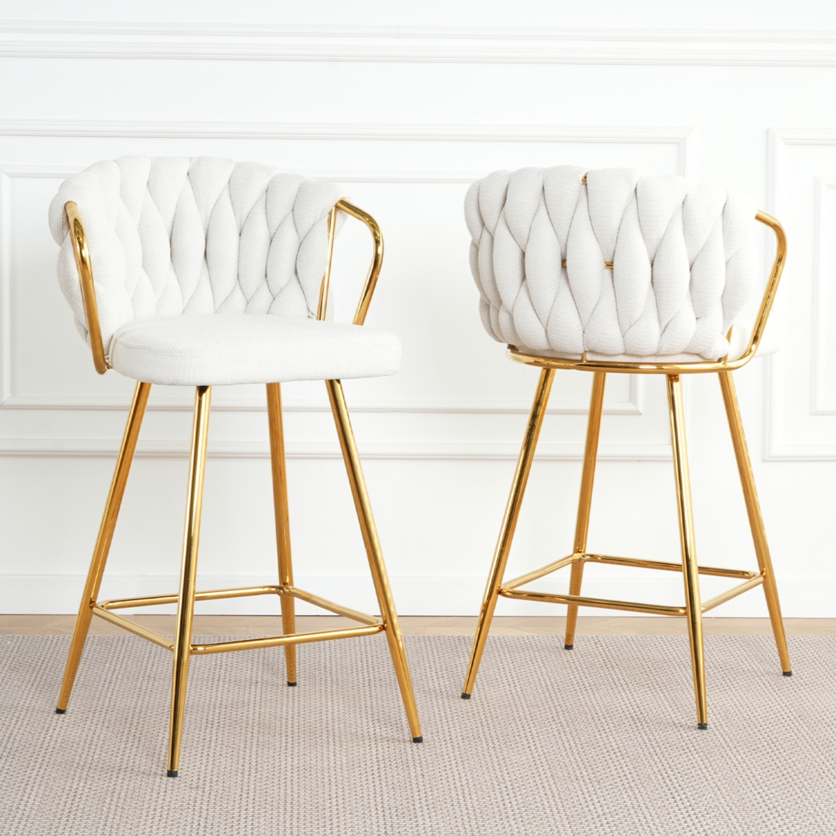 Click here for Streamdale Gold-Plated Linen Bar Chair (Set of 2)... prices