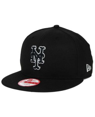 New Era New York Mets Black White 9FIFTY Snapback Cap - Macy's