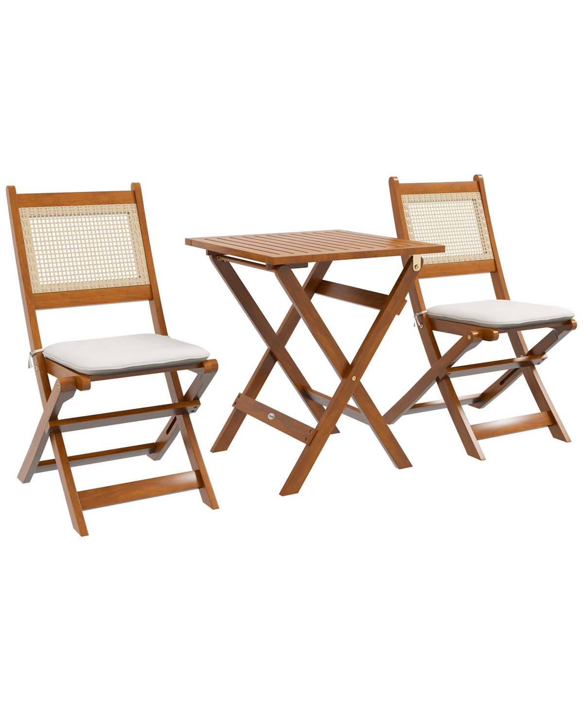 Click here for Outsunny 3 Pieces Patio Wicker Bistro Set Foldable... prices